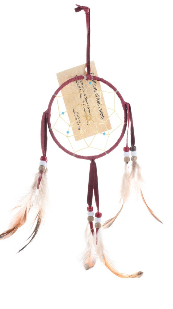 Native American Dreamcatcher in Maroon - NativeAmericanVault.com