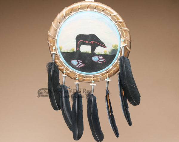 14" Native American Hand Painted Bear Shield - NativeAmericanVault.com