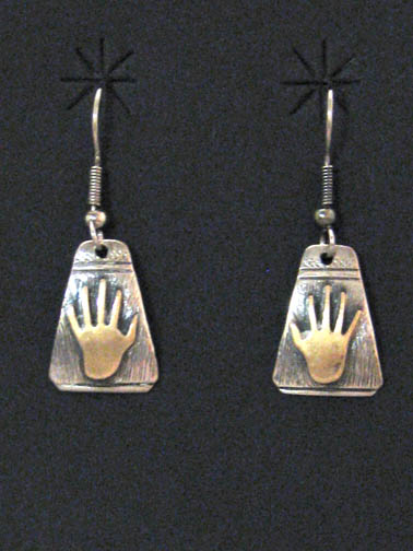 Navajo Made Sterling Silver Earrings with Handprint ...