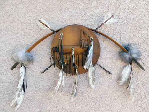 Authentic Native American Navajo Made Bow and Arrows with Warrior ...