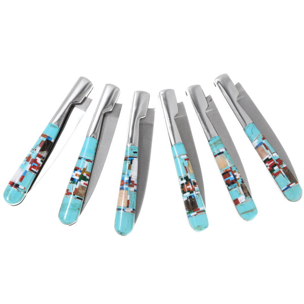 Micro Inlaid Southwest Toad Folding Knife - NativeAmericanVault.com