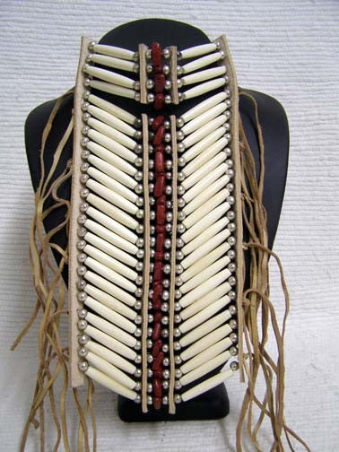 Small Ivory Native American Breastplate with Red Stones ...